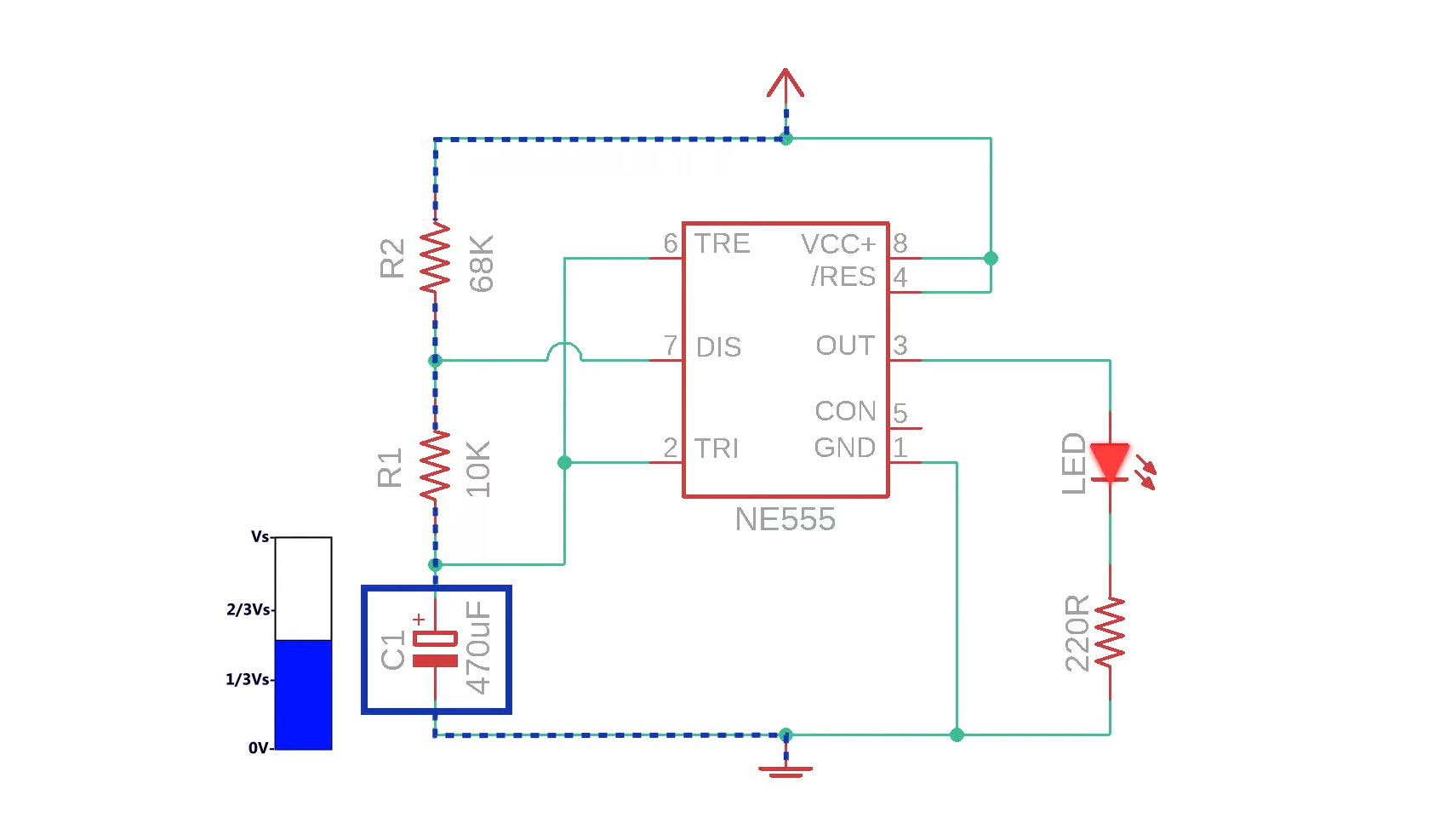 How to Make a Blinking LED Using a 555 Timer IC? - ElectronicsHacks